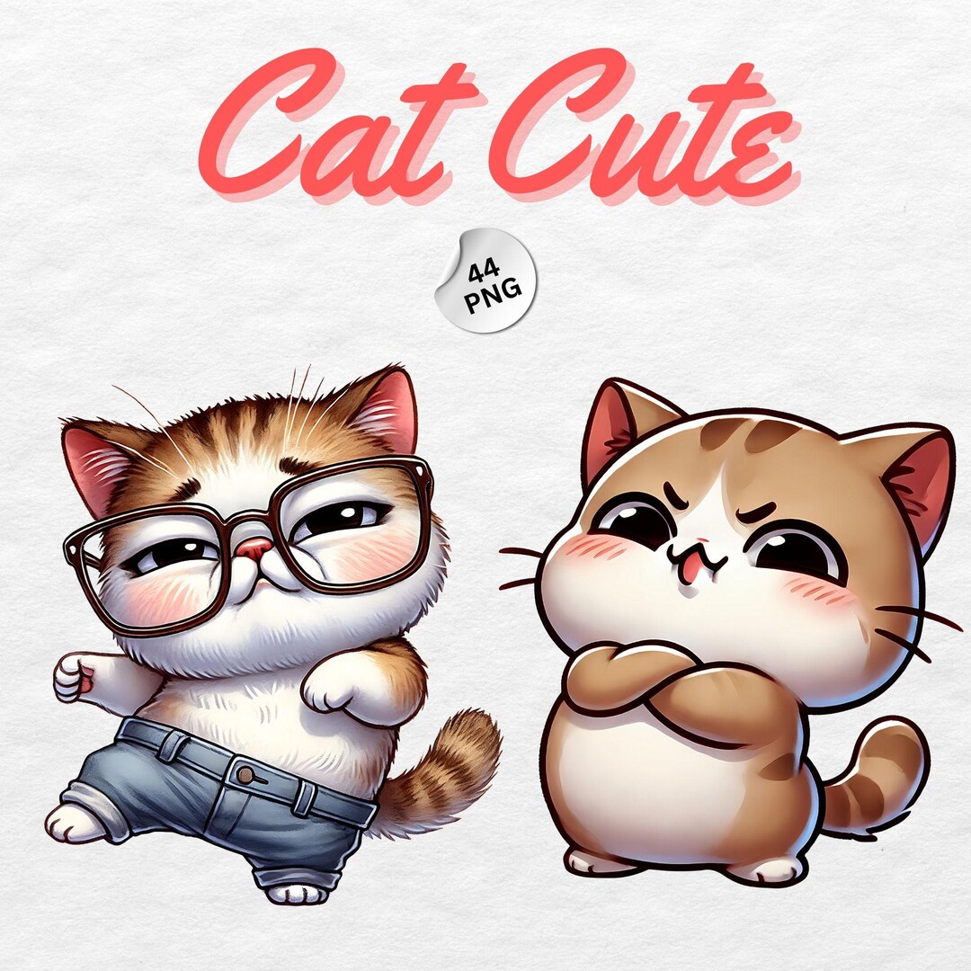 Watercolor Cute Cats Clipart PNG, Baby Nursery Decor, Happy Cats Png ...