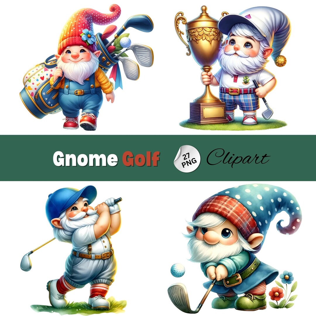 Gnome Playing Golf Clipart PNG, Golf Clipart, Watercolor Gnome, Golf ...