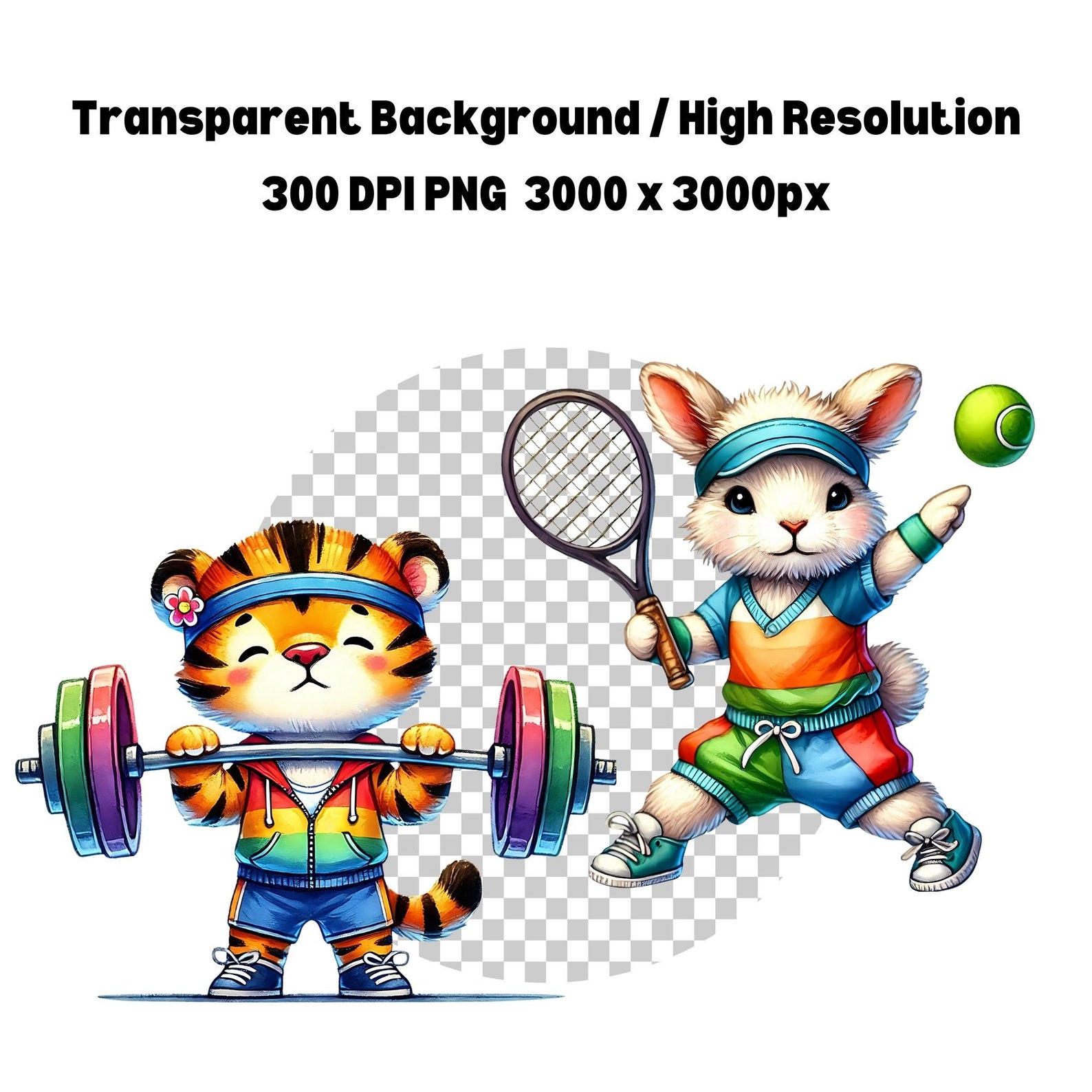 Watercolor Animal Sports Clipart, Nursery Decor, Animal Shirt, Baby ...