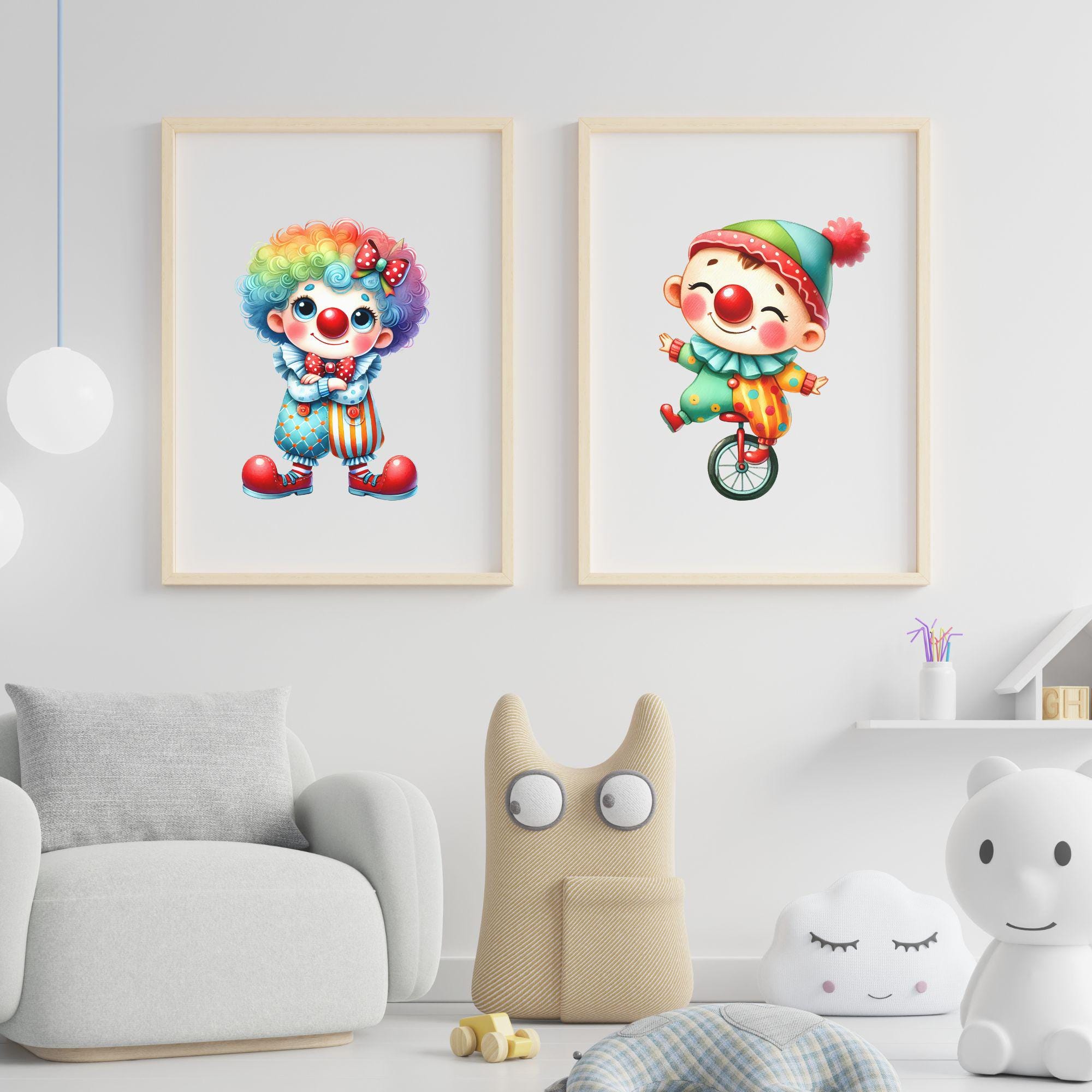 Watercolor Cute Clown Clipart, Circus PNG, Kawaii Clown Sublimation ...