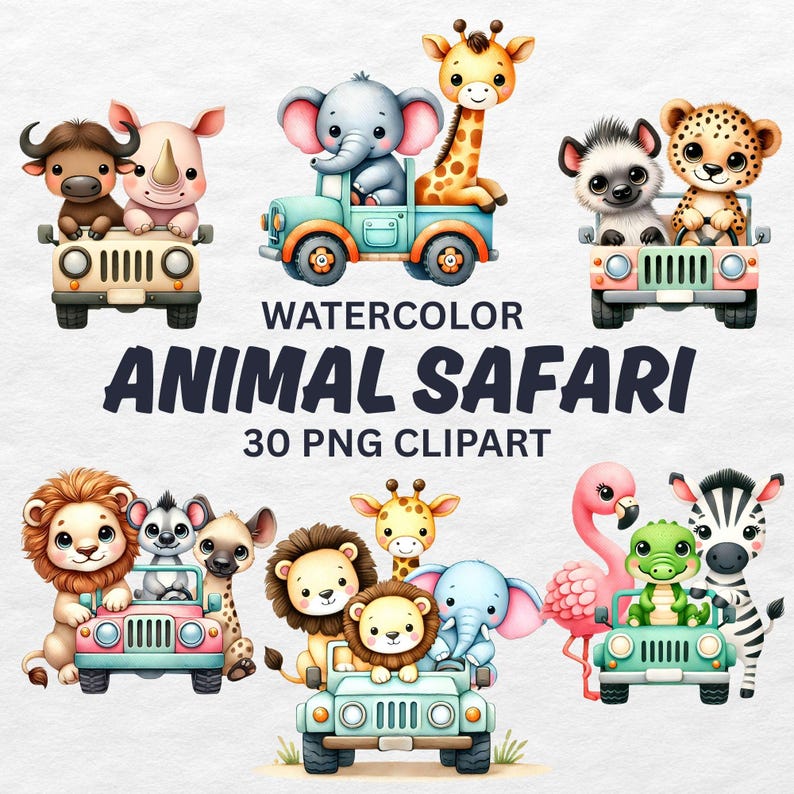 Safari Animal Clipart Bundle, Jungle Animals PNG (digital Download) - Etsy