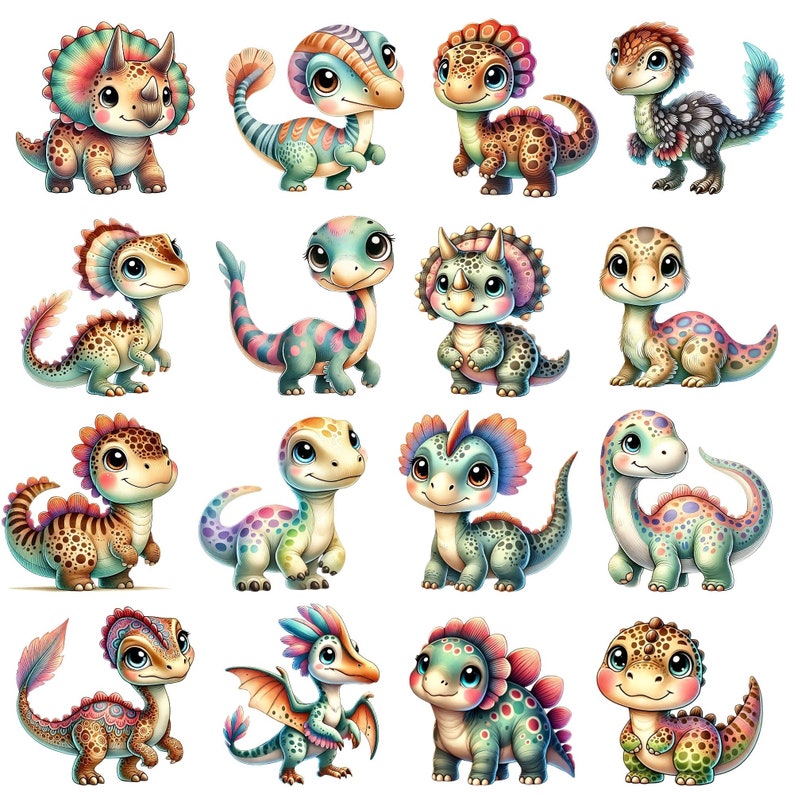 Watercolor Dinosaur Clipart PNG: Nursery Decor (54 Images) (digital ...