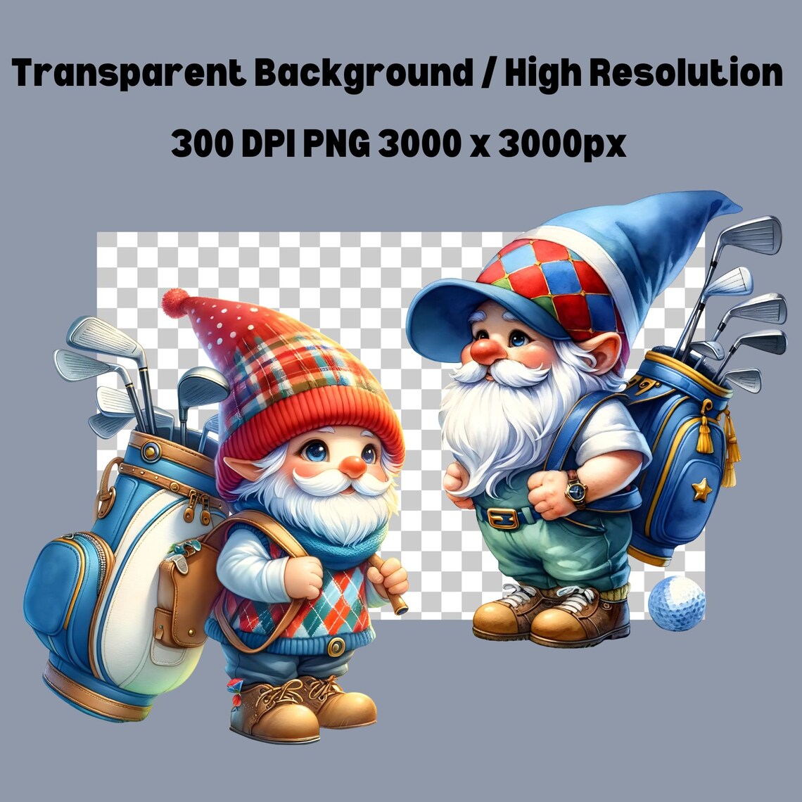 Watercolor Golf Gnome Clipart: Sport Gnomes PNG (instant Download) - Etsy