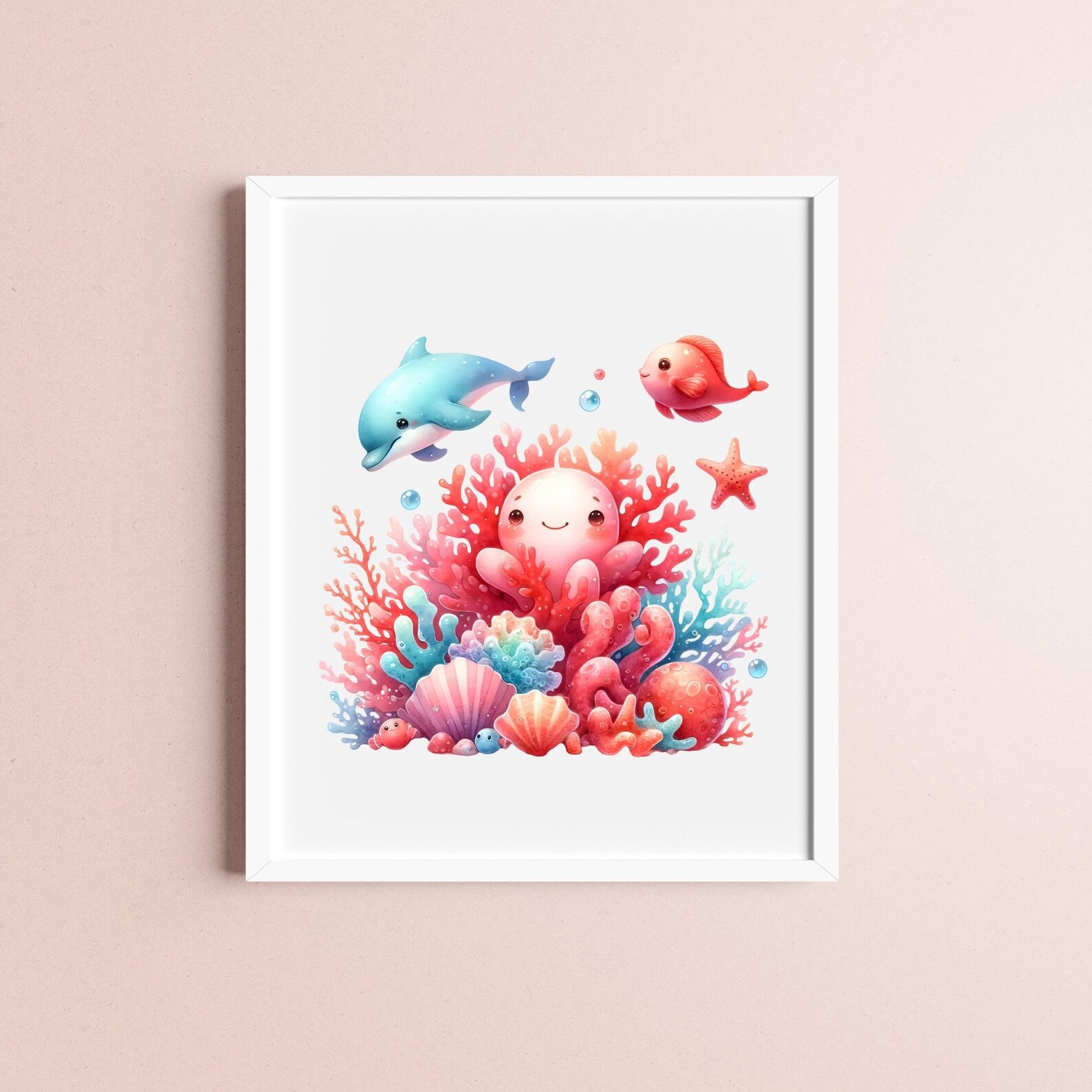 38 Undersea Watercolor Clipart Bundle, Cute Ocean Animal PNG, Nursery ...