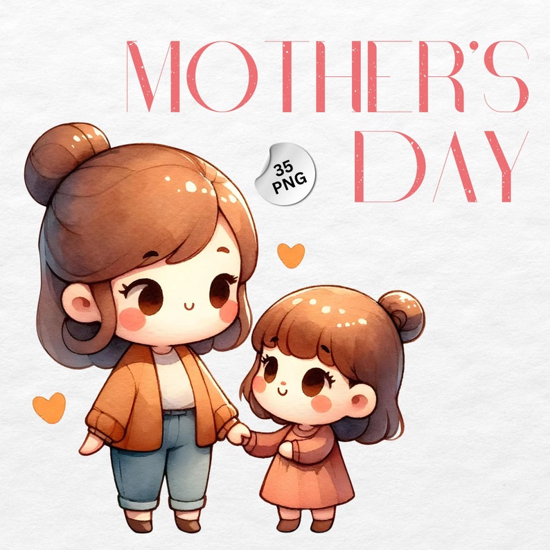 Watercolor Mothers Day Clipart, Mother-daughter Clipart, Mom and Child ...