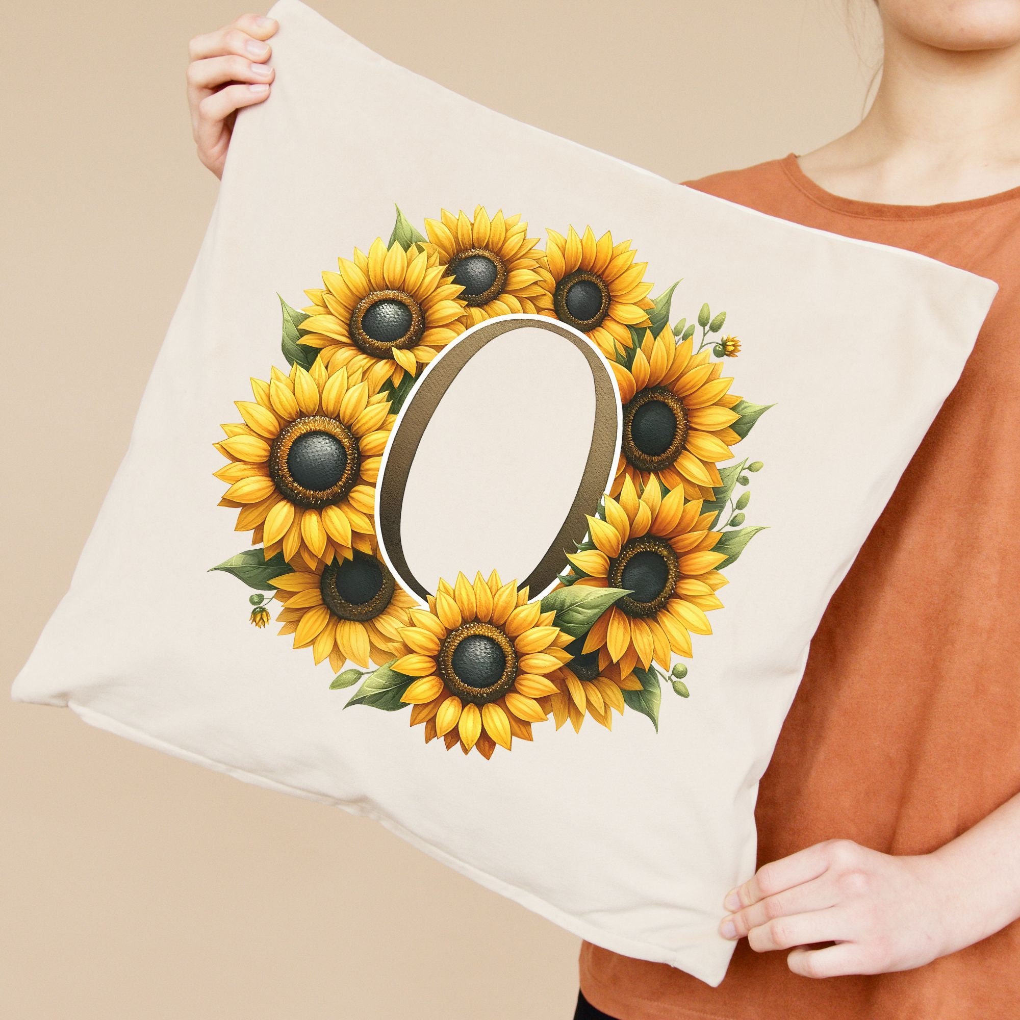 Watercolor Sunflower Alphabet Clipart: Floral Letters & Numbers (PNG ...