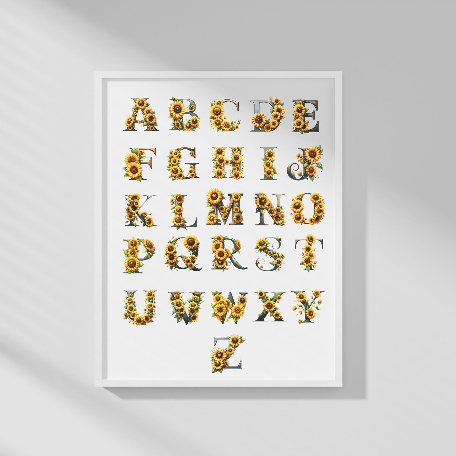 Sunflower Alphabet Clipart, Watercolor Floral Alphabet, Sunflower Font ...