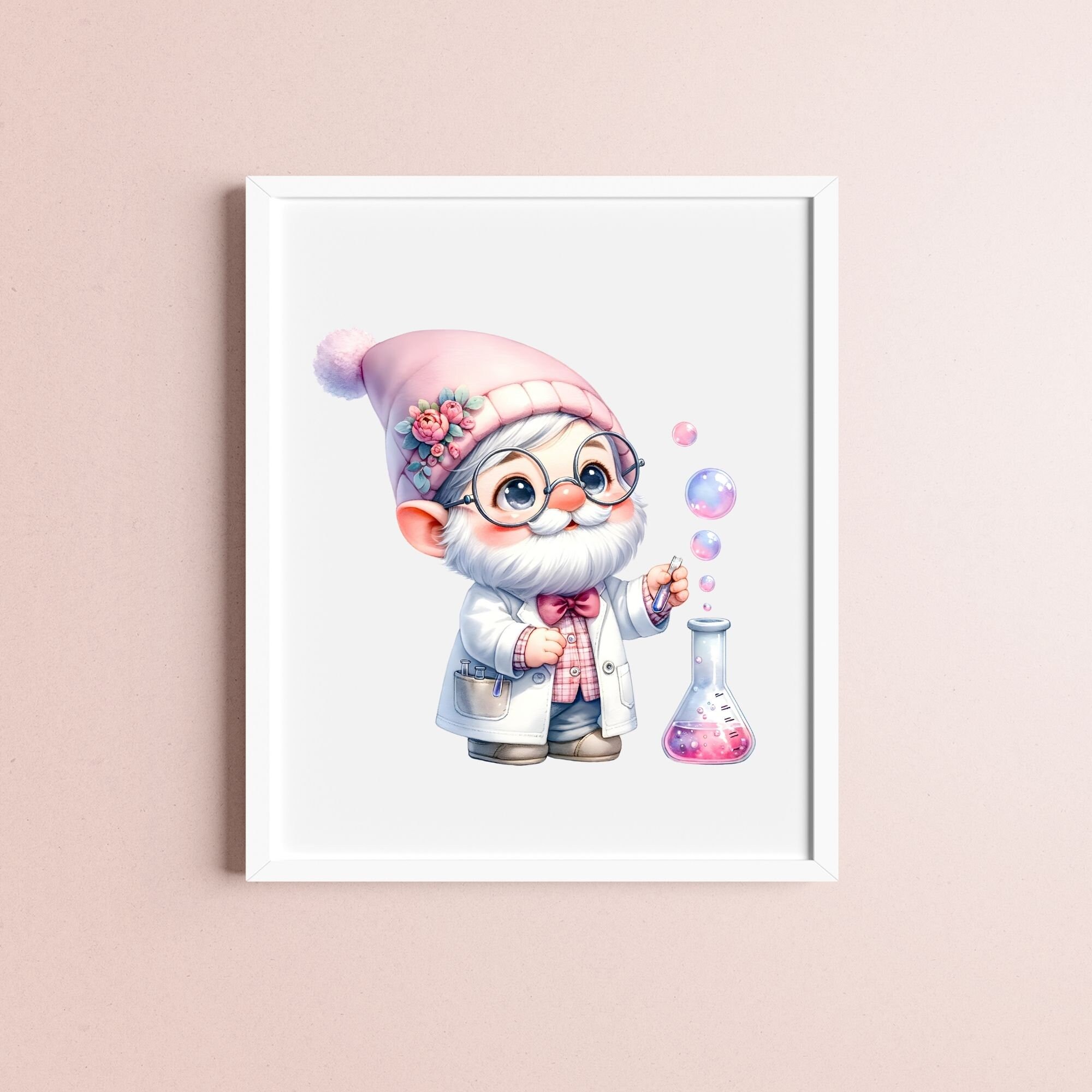 Watercolor Gnome Science Clipart, Science Nursery Clipart, Cute Science ...