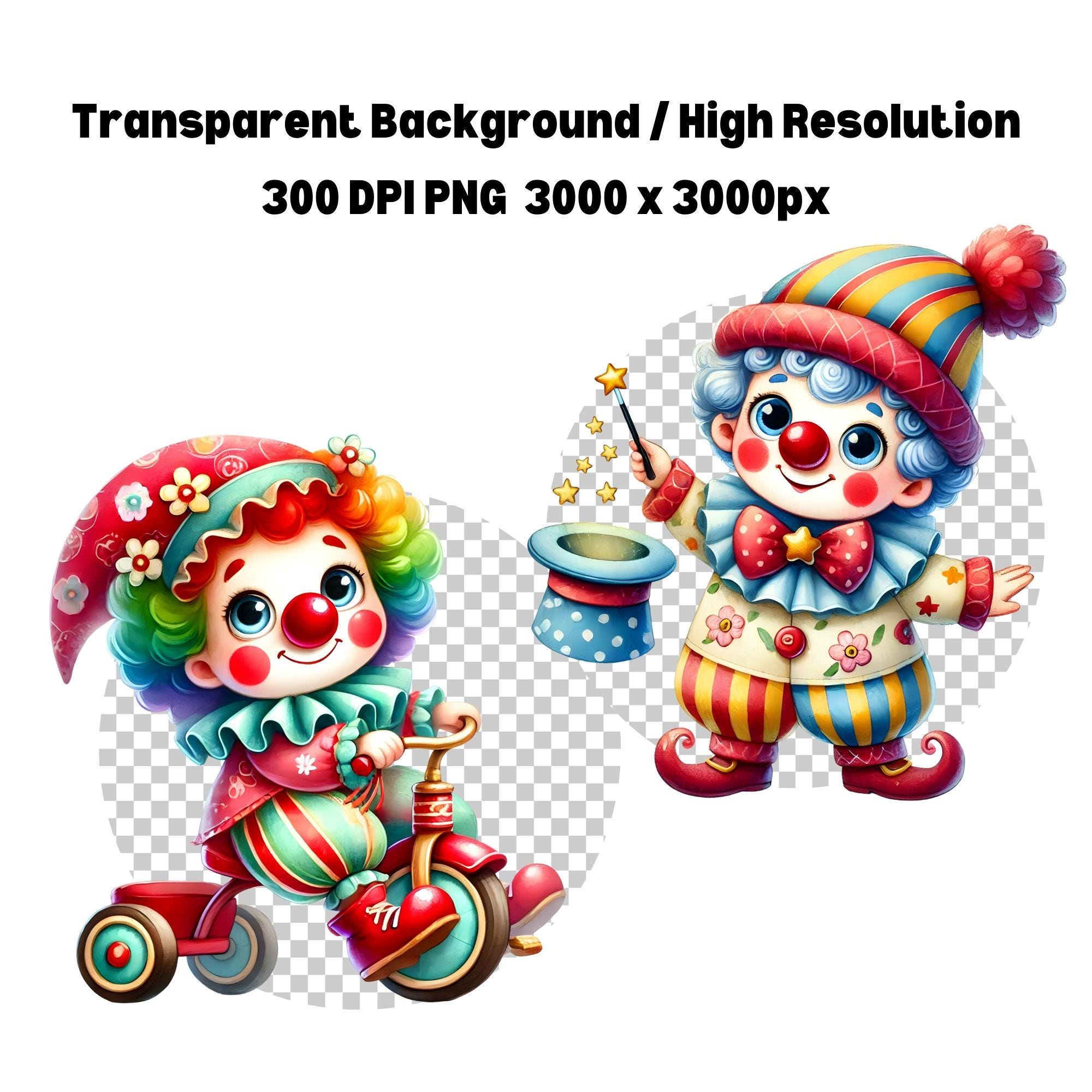Watercolor Cute Clown Clipart, Circus PNG, Kawaii Clown Sublimation ...