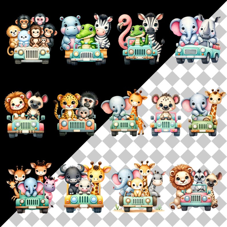 Safari Animal Clipart Bundle, Jungle Animals PNG (digital Download) - Etsy