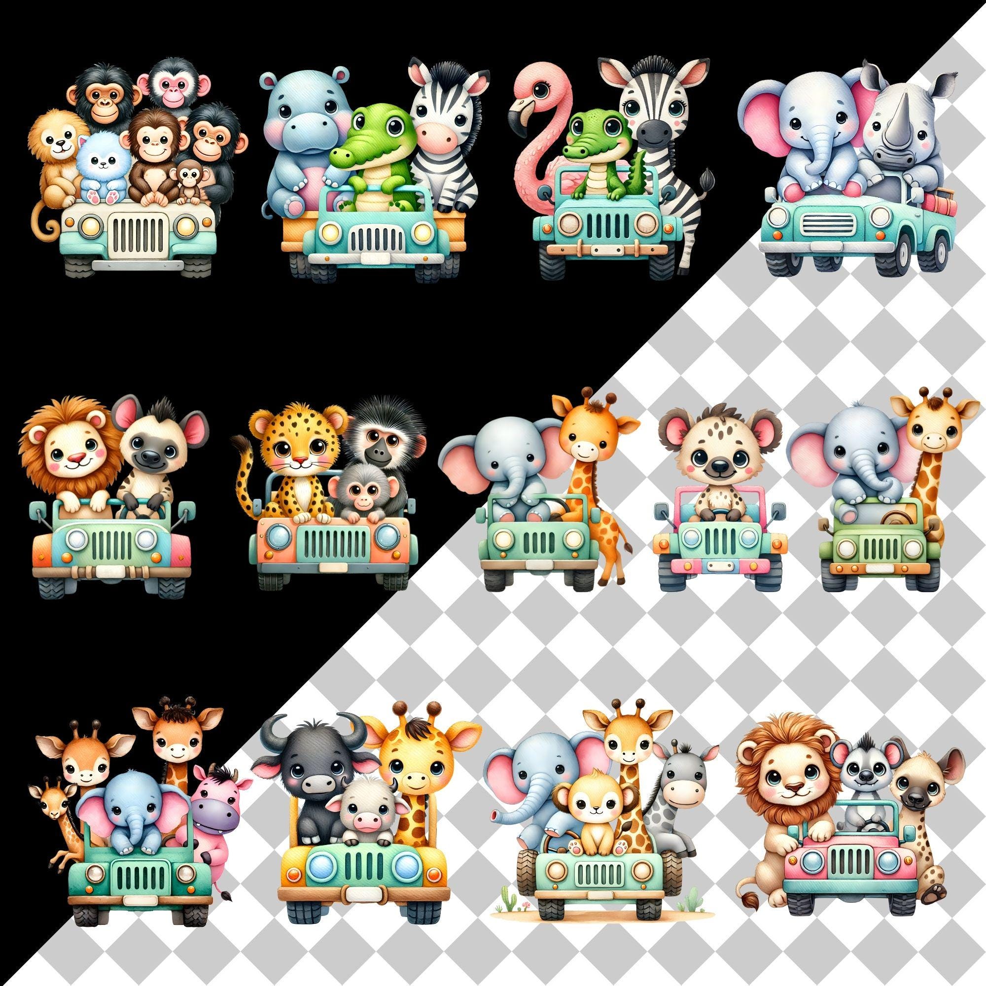 Safari Animal Clipart Bundle, Jungle Animals PNG (digital Download) - Etsy