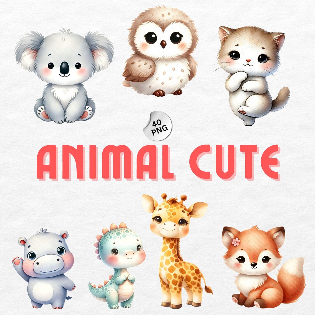 Animal Clipart Bundle, Watercolor PNG Images (digital Download - Etsy
