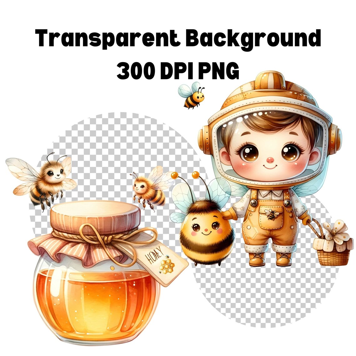 31 Cute Honey Bee PNG Clipart, Watercolor Honey Bee PNG Bundle, Baby ...