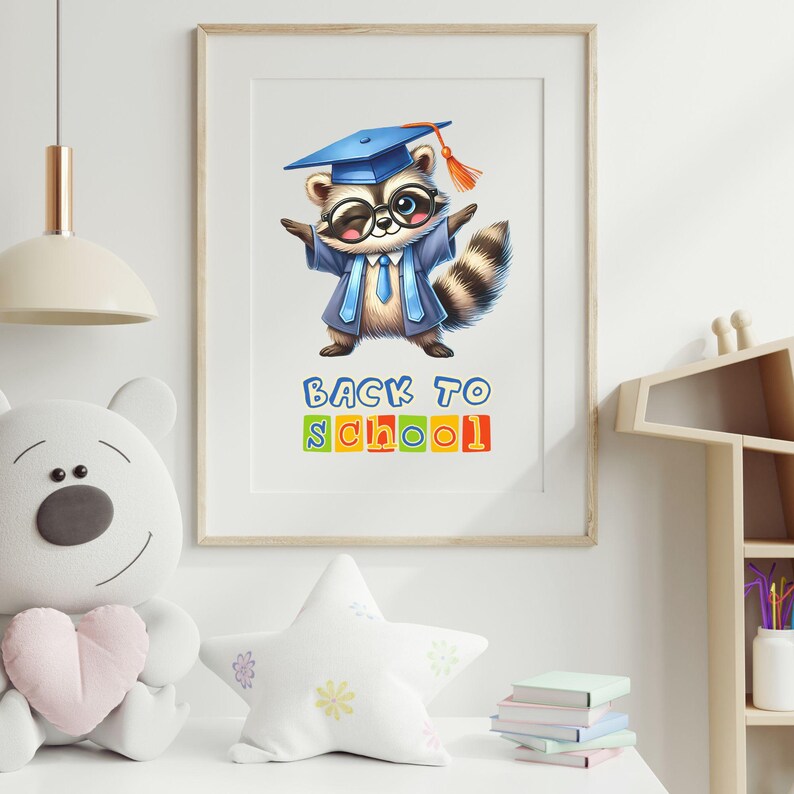 Back to School Raccoon Clipart, Cute Watercolor Raccoon PNG Bundle ...