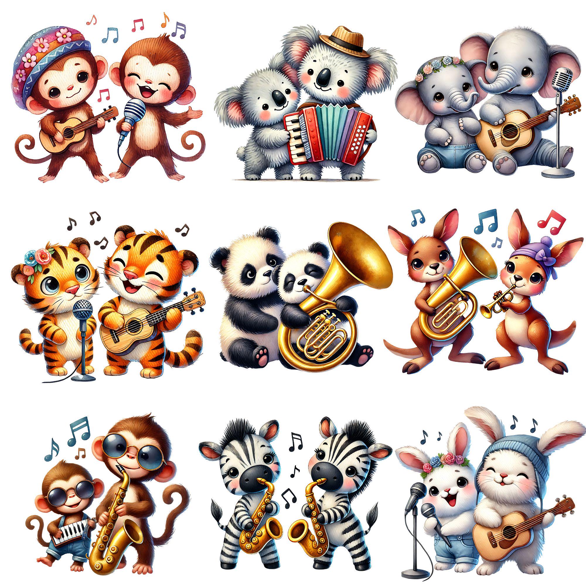 Watercolor Animals Music Clipart PNG, Musical Animals Clipart, Animal ...