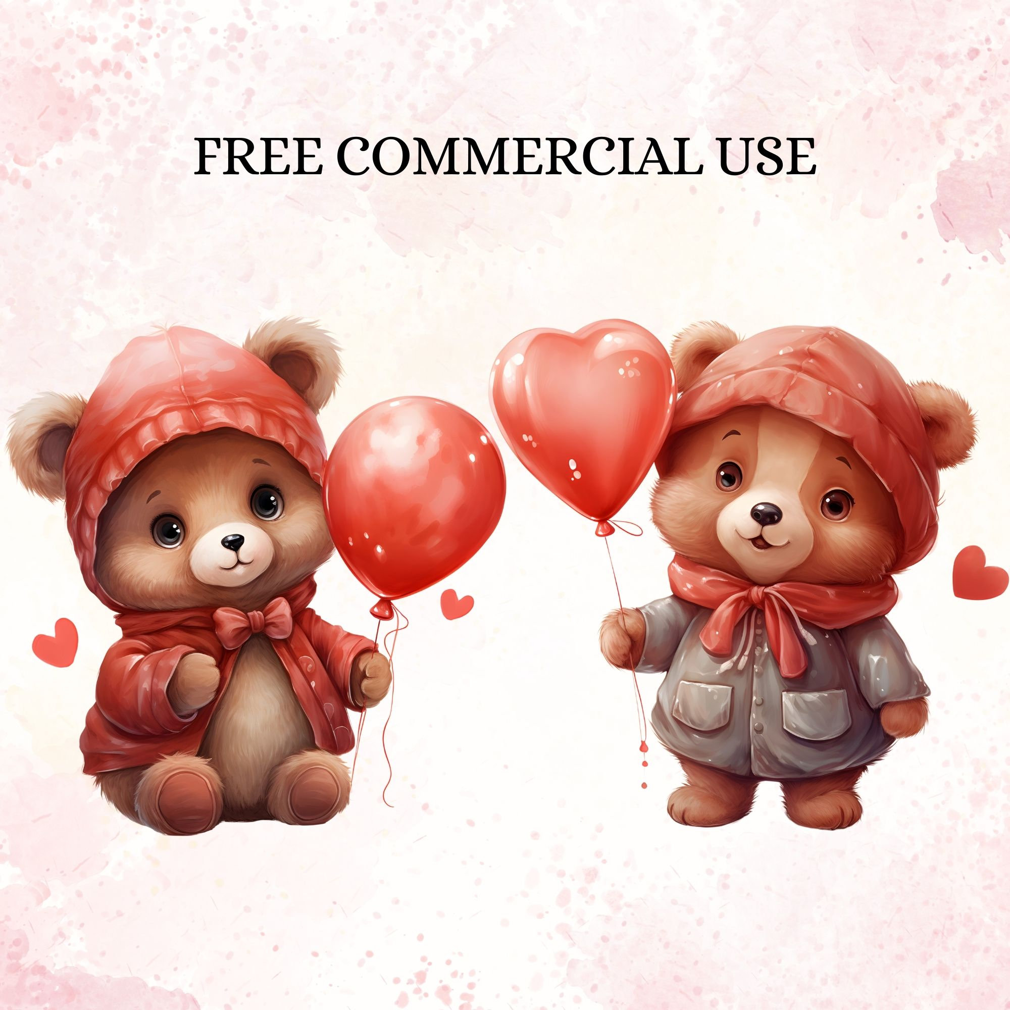Watercolor Valentines Teddy Bear Clipart, 40 PNG Valentines Day Clipart ...