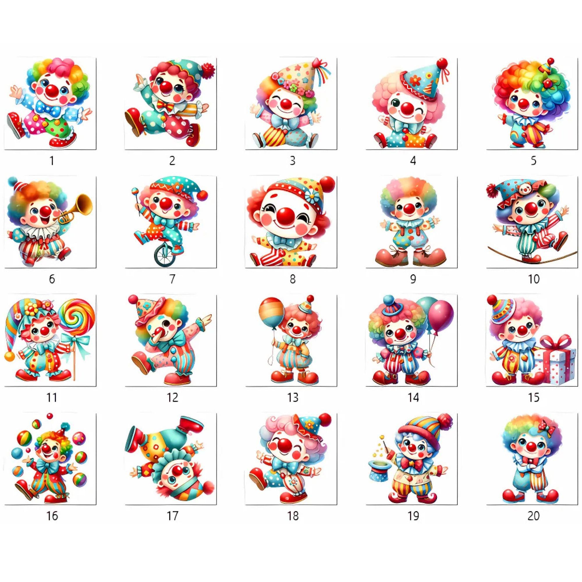 Watercolor Cute Clown Clipart, Circus PNG, Kawaii Clown Sublimation ...