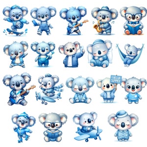 Watercolor Baby Koala Clipart, Cute Koala Bear PNG, Nursery Decor, Baby ...