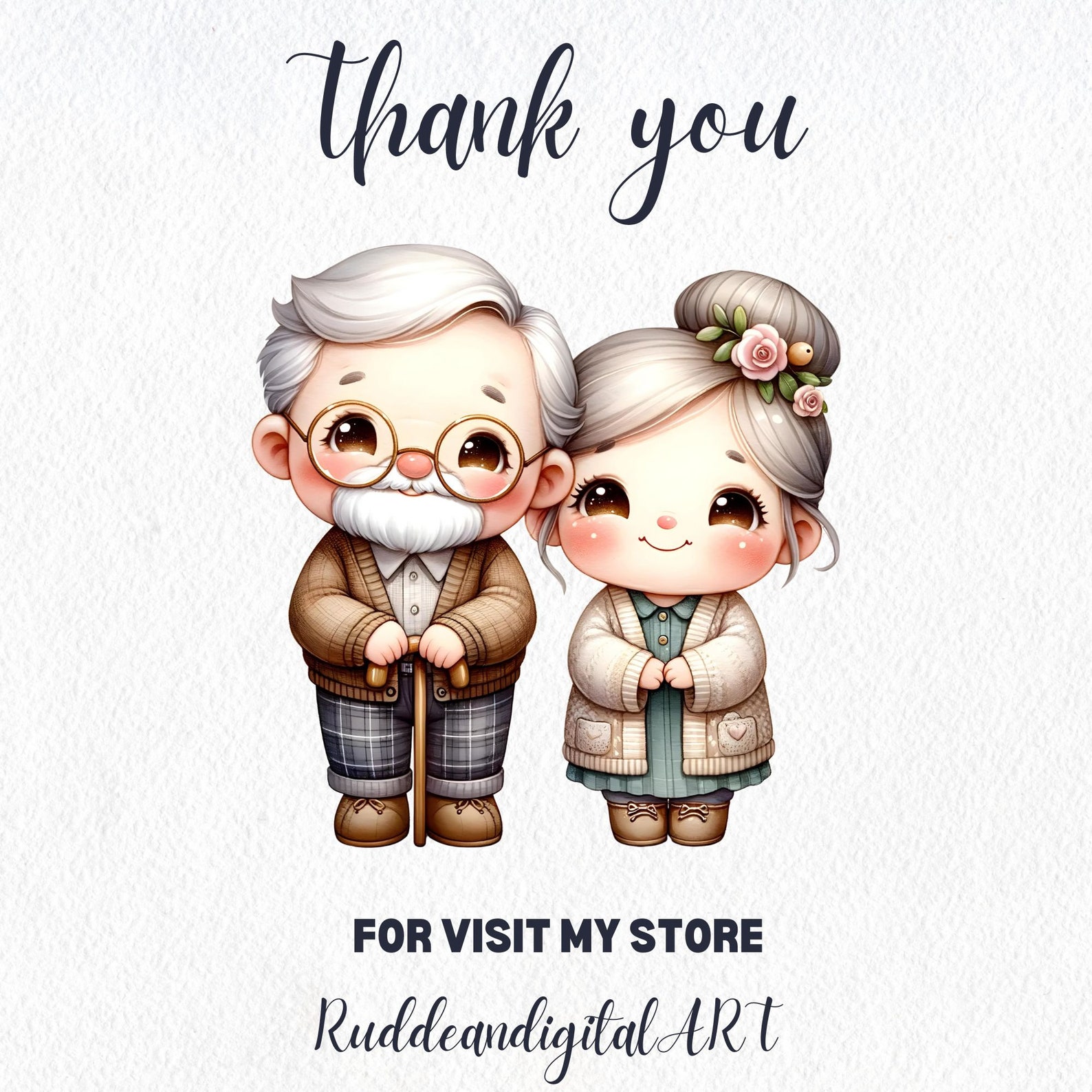 Watercolor Grandparent Clipart Bundle: Family PNG Graphics (digital ...