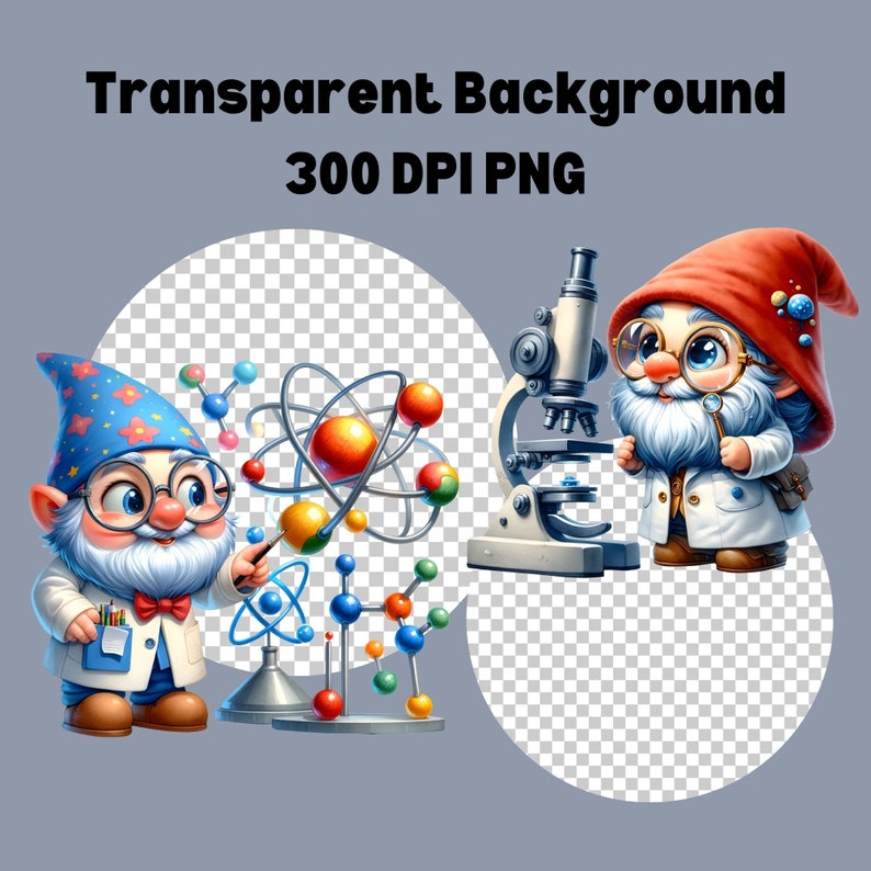 Watercolor Gnome Science Clipart, Science Nursery Clipart, Cute Science ...