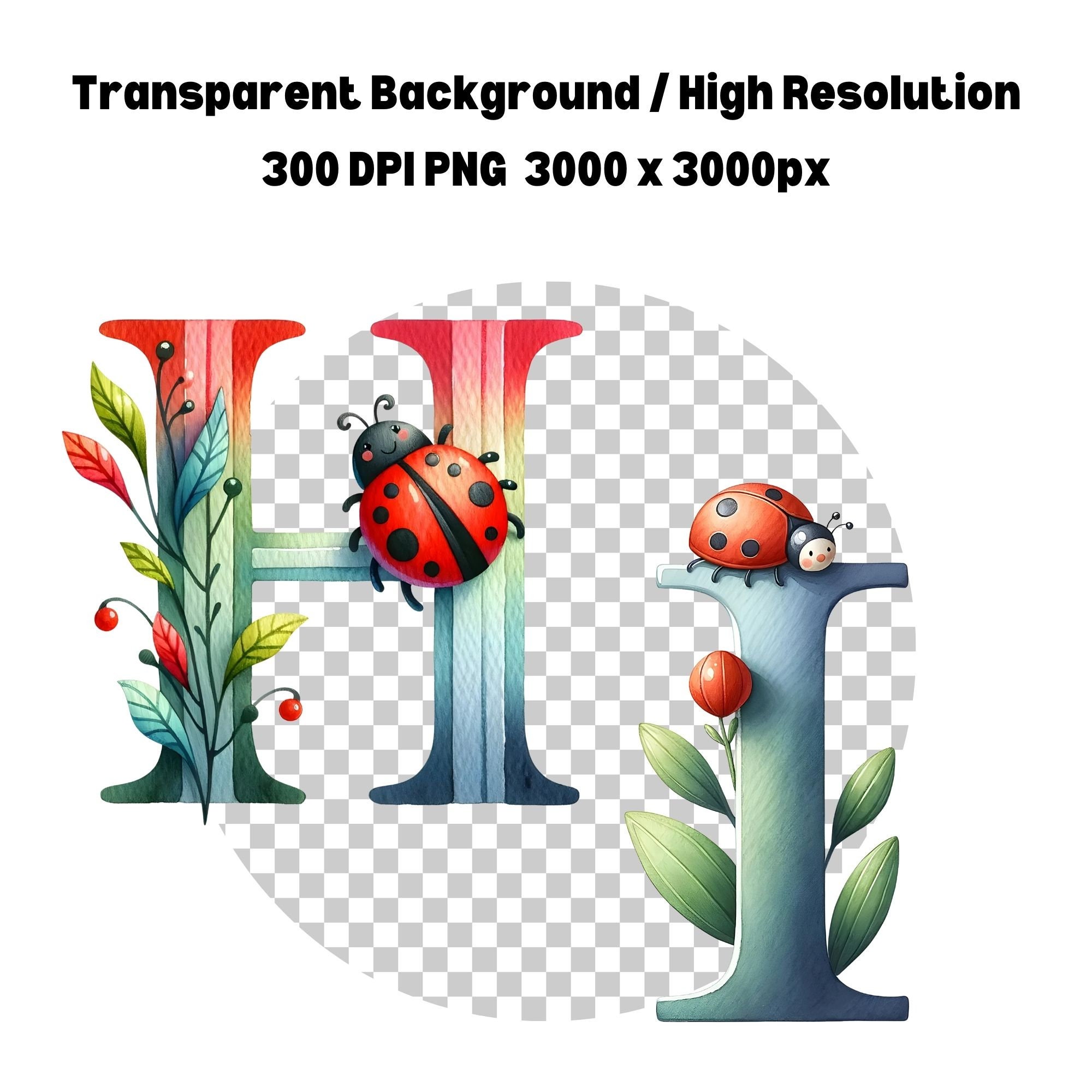 Watercolor Ladybug Alphabet Clipart, Alphabet Png, Nursery Decor ...