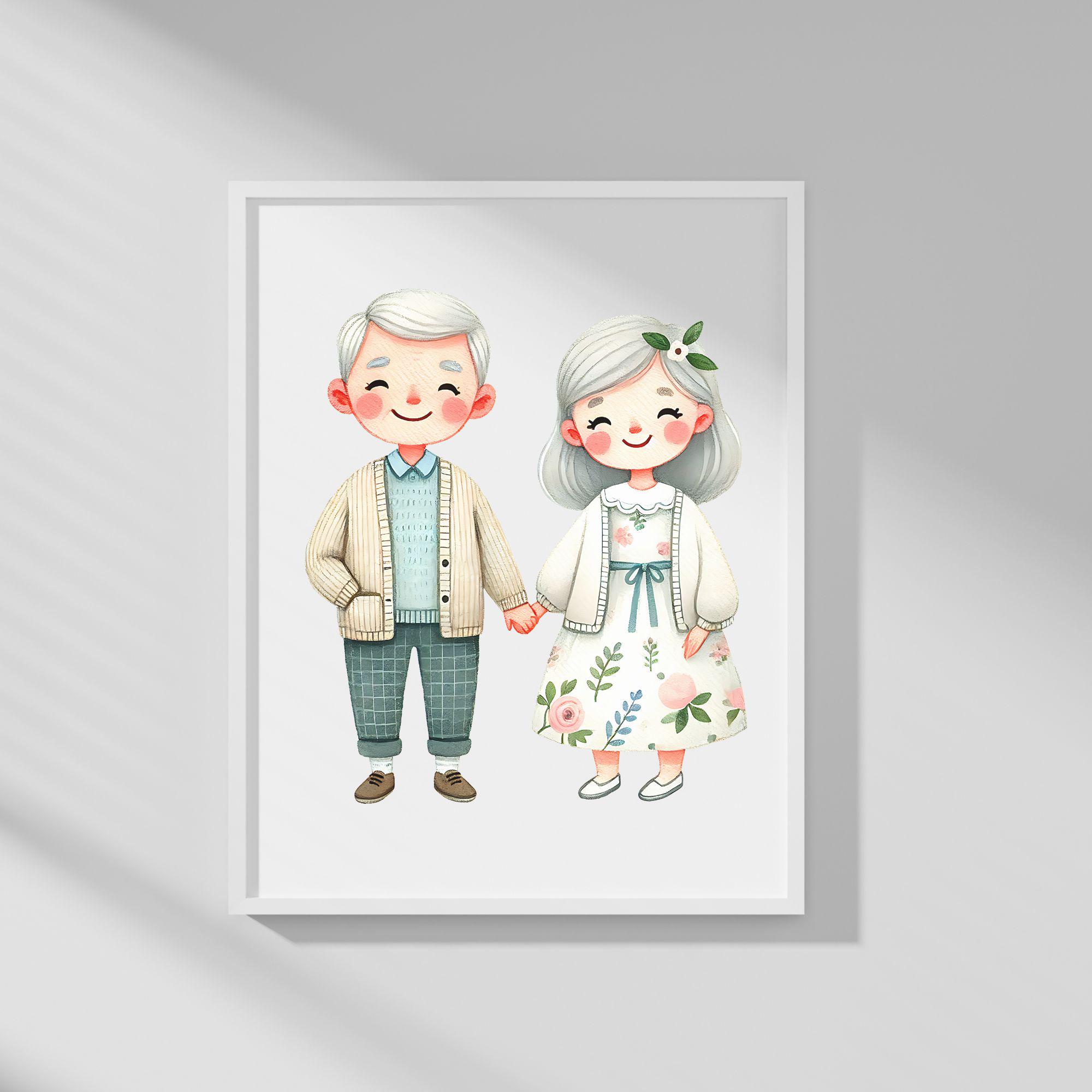 Grandparent Couple Clipart: Watercolor Family Day PNG (digital Download ...