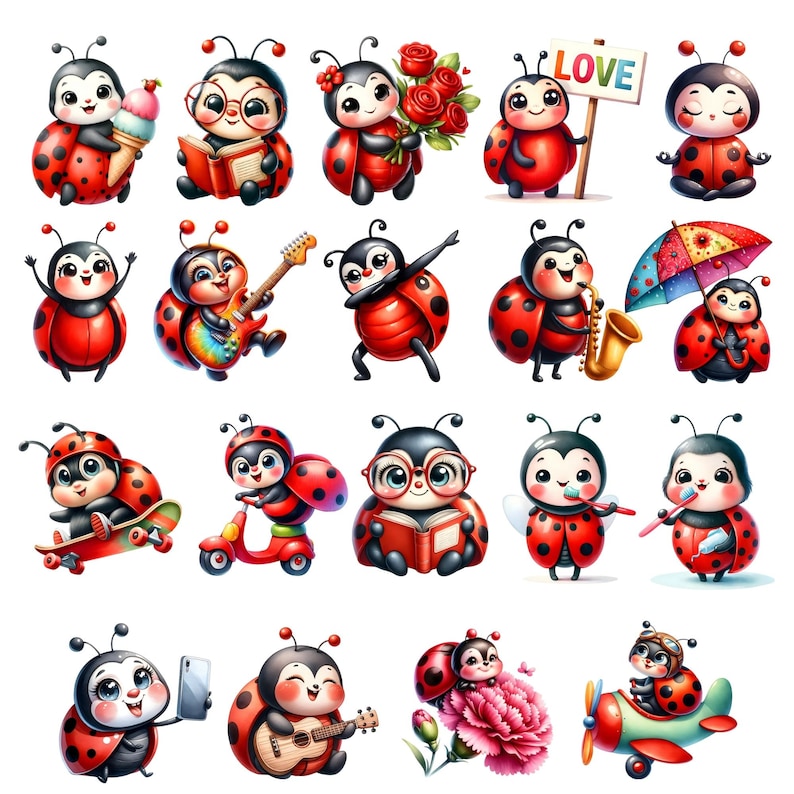 Watercolor Cute Ladybug Clipart, Spring Summer Bug, Nursery Decor ...