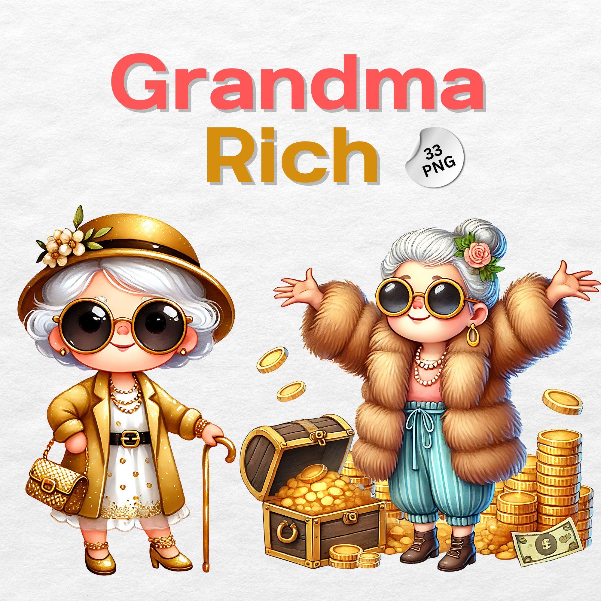 Grandma Clipart, Grandma Gift, Mom Gift, Grandma Print, Grandma Rich ...