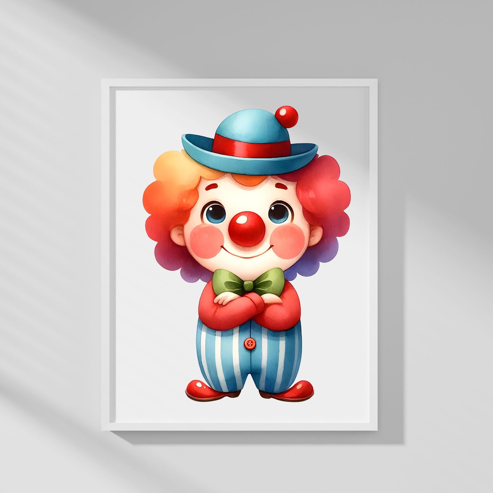 Watercolor Cute Clown Clipart, Adorable Clown PNG Bundle, Children ...