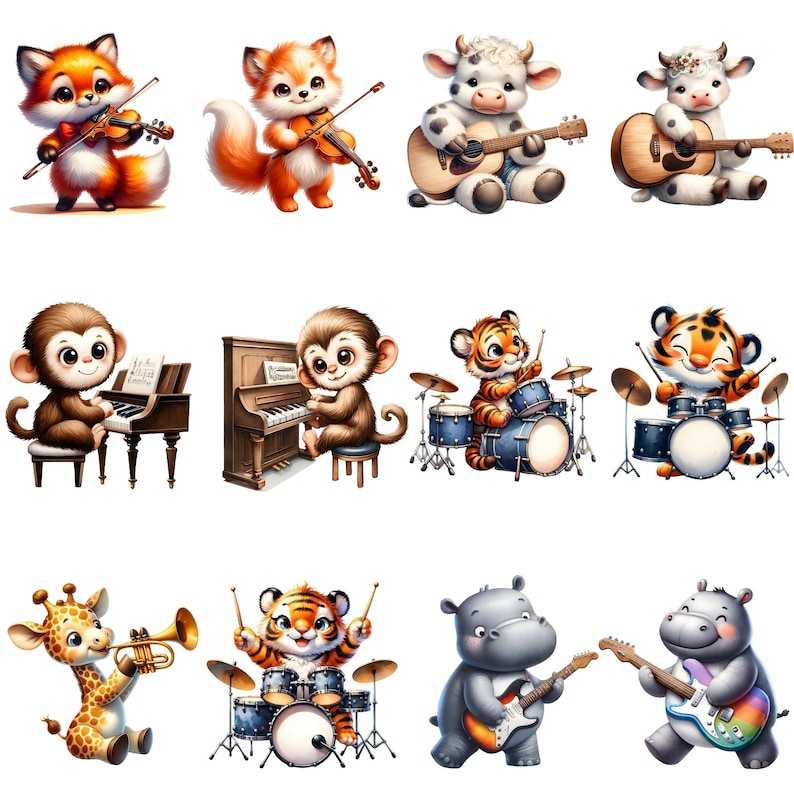 Baby Animals Music Band Clipart: Nursery Decor (digital Download) - Etsy