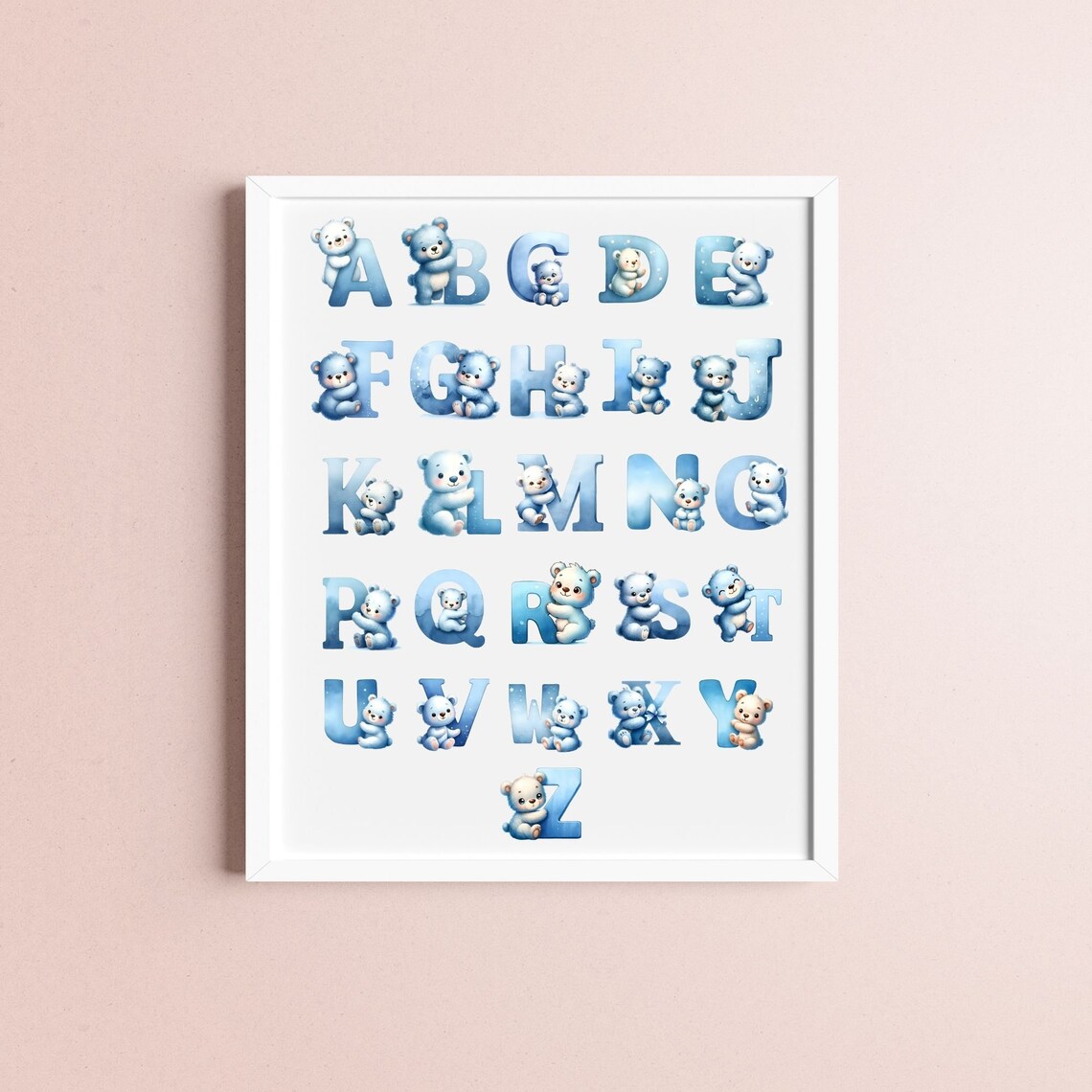 Watercolor Teddy Bear Alphabet A-Z Clipart, Alphabet Png, Nursery Decor ...