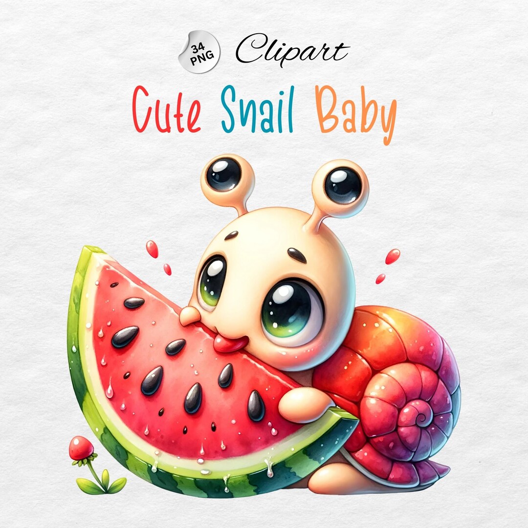 Watercolor Cute Snail Clipart, Summer Snail Nursery, Funny Snail Bundle ...