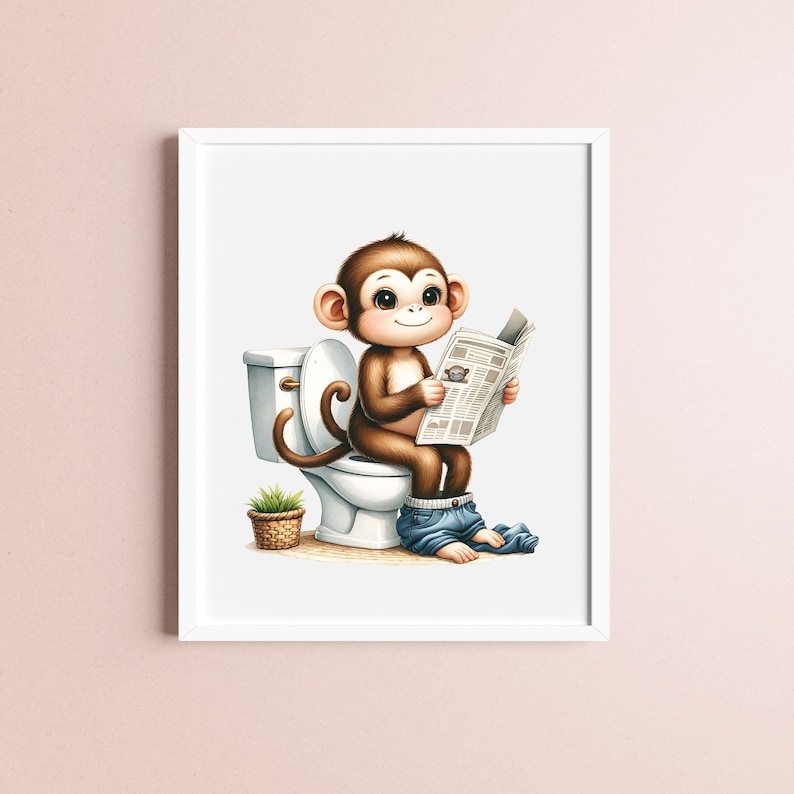 Watercolor Animal Toilet Clipart: 35 PNG Nursery Prints (digital ...