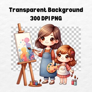 Watercolor Mothers Day Clipart, Mother-daughter Clipart, Mom and Child ...