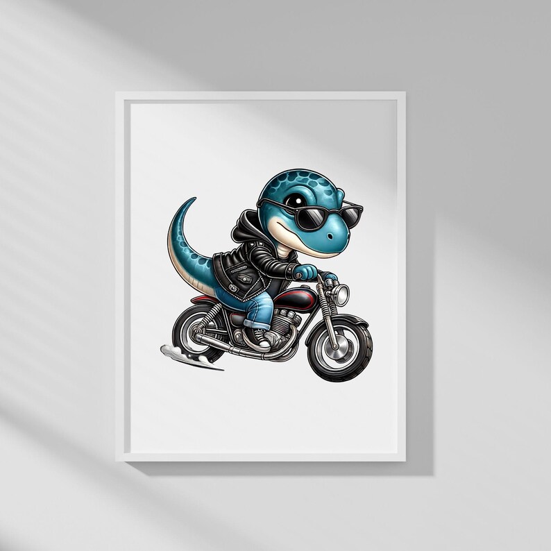 Watercolor Dinosaur Biker Clipart PNG, Dinosaur Motorcycle, Baby Shower ...