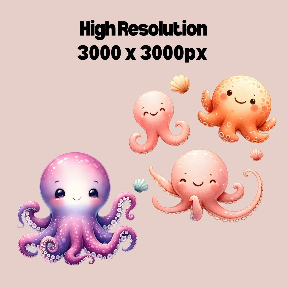 38 Undersea Watercolor Clipart Bundle, Cute Ocean Animal PNG, Nursery ...