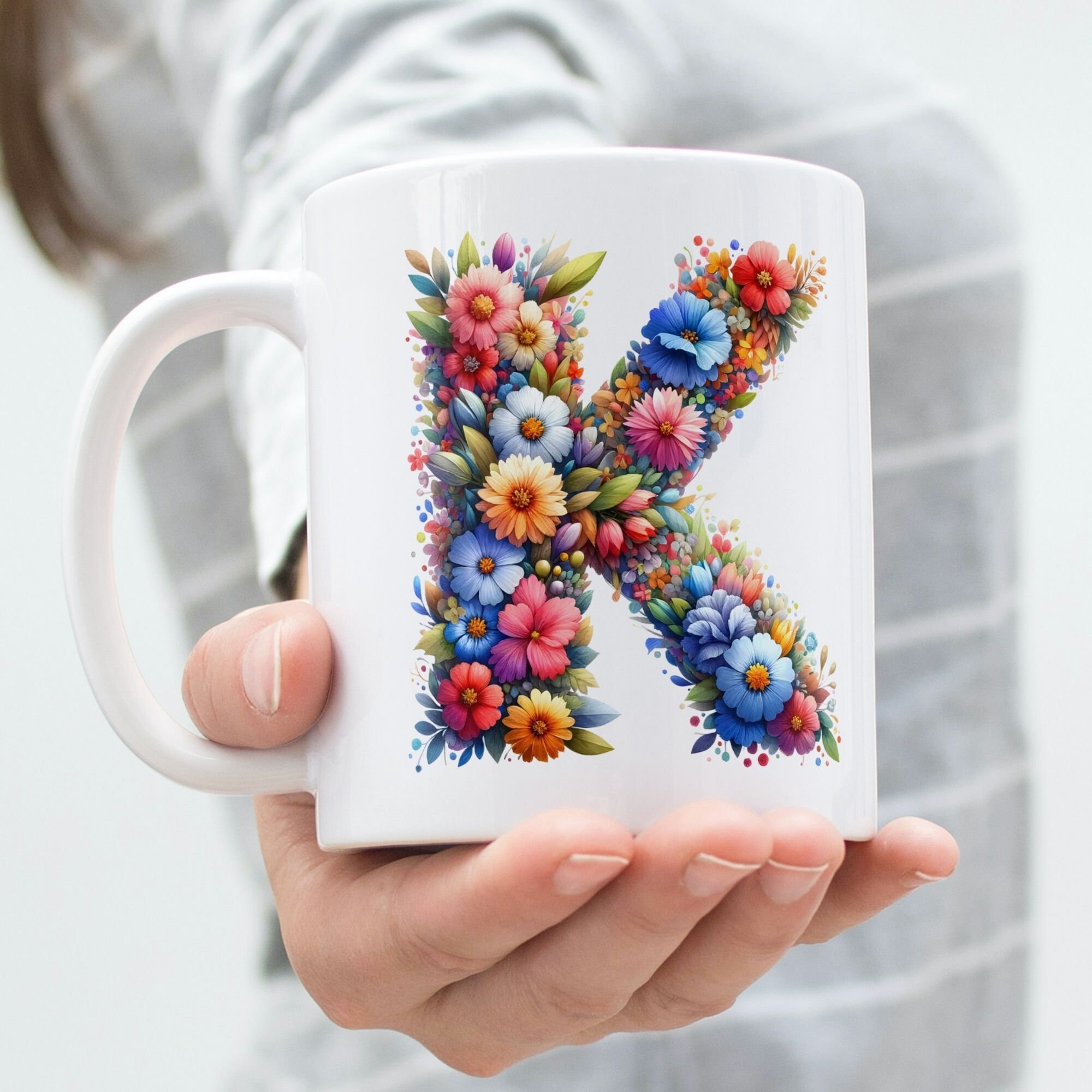 Watercolor Flower Alphabet Clipart, Watercolor Floral Alphabet, Floral ...