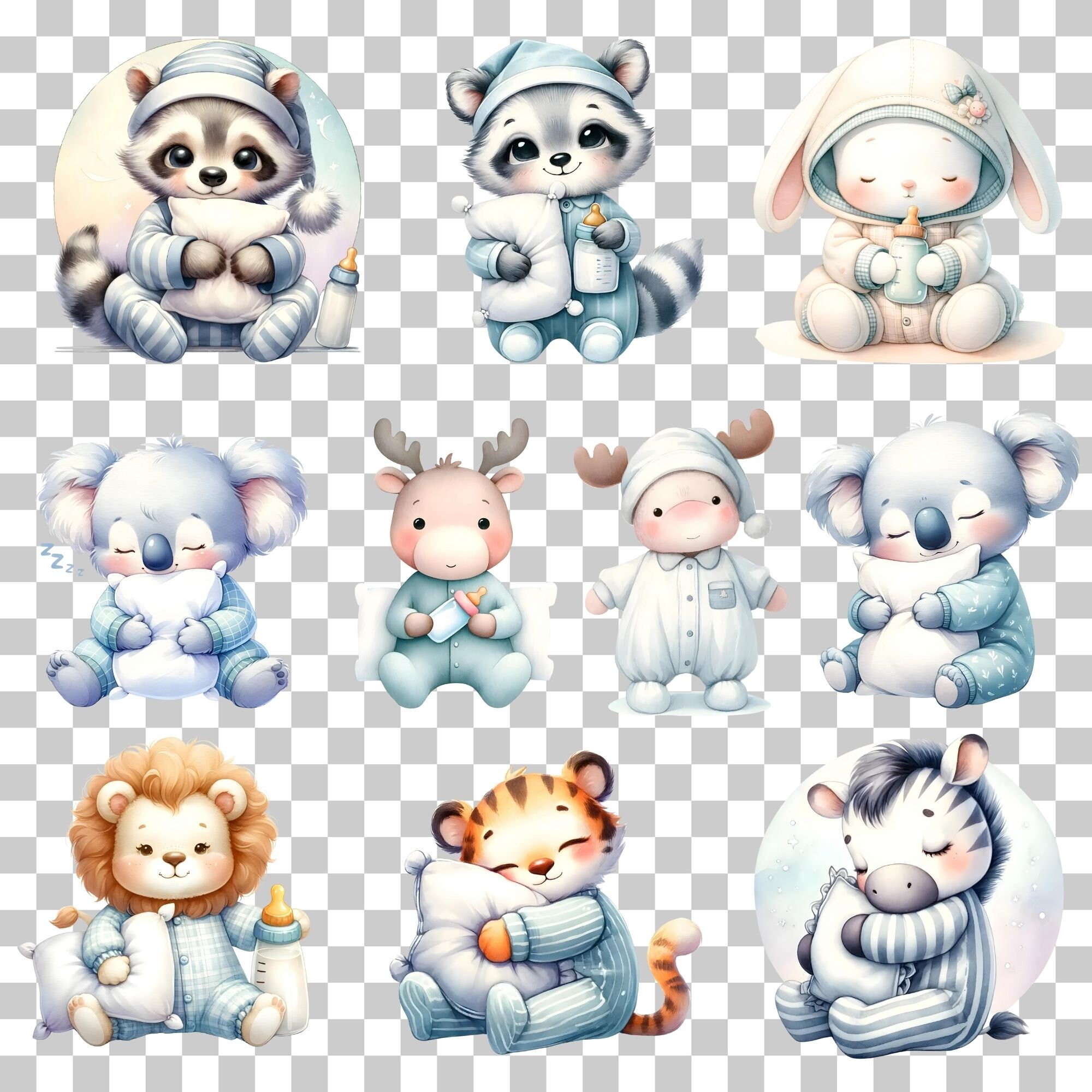 Baby Animal PNG Clipart Bundle, Cute Animal Kids Bedroom, Animal Baby ...