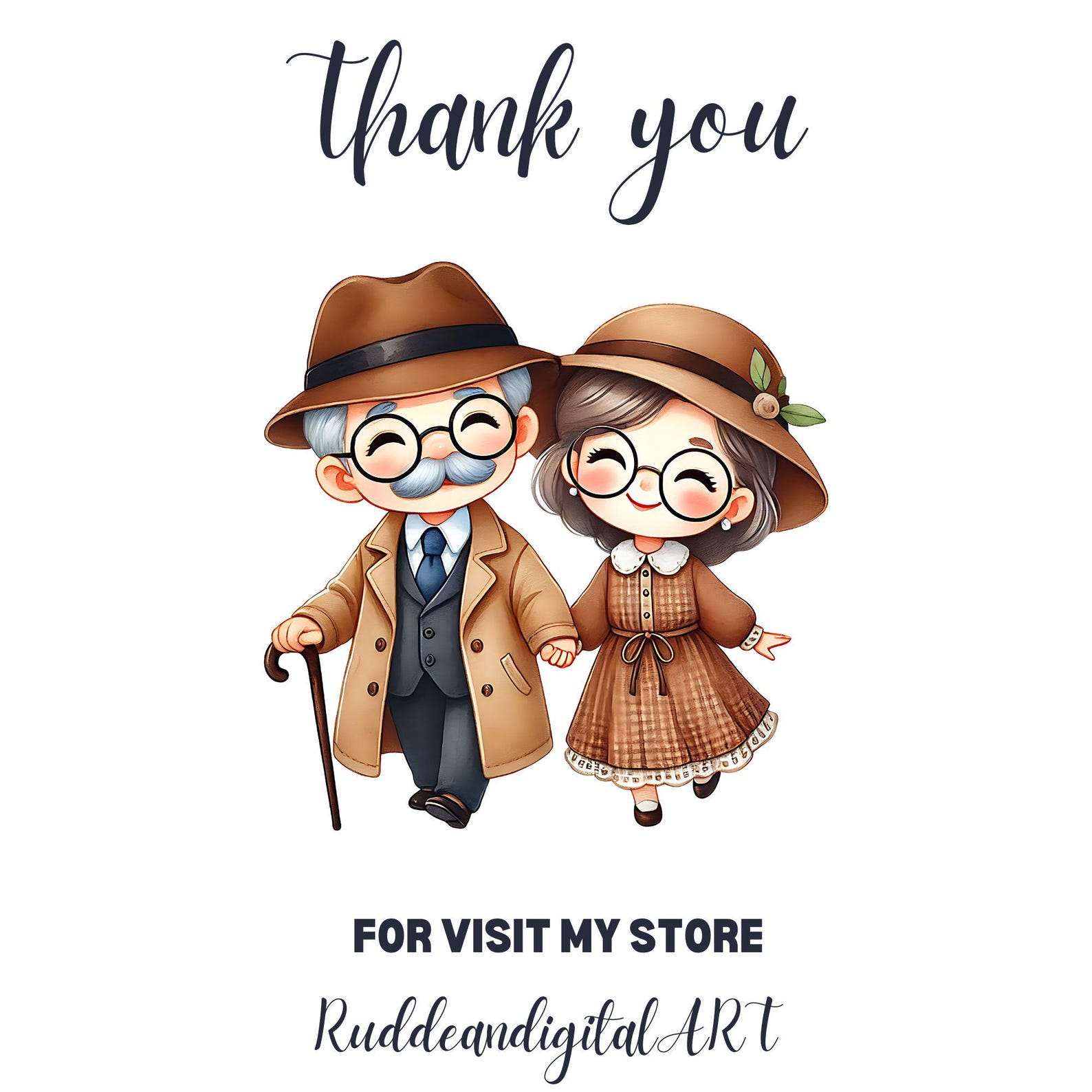 Grandparents Watercolor Clipart Bundle, Senior Couple PNG (digital ...