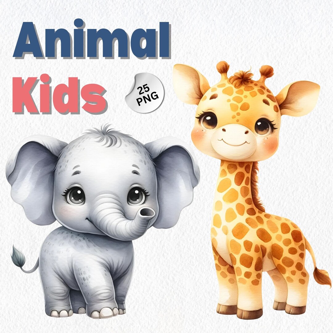 Watercolor Baby Animal Clipart: 25 PNG Images (digital Download) - Etsy