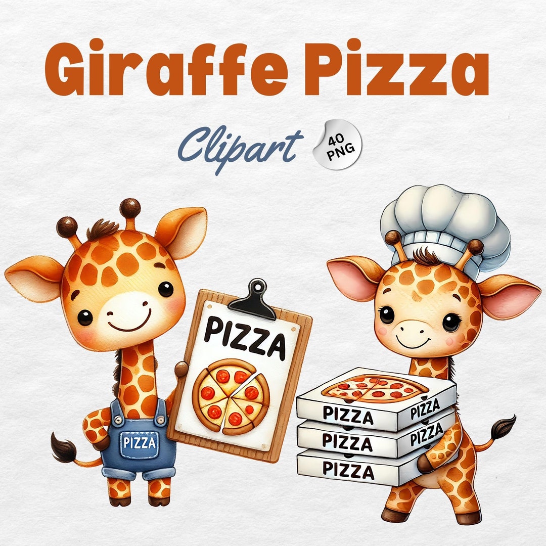 Watercolor Giraffe Pizza Clipart, Nursery Decor, Giraffe Shirt, Giraffe ...