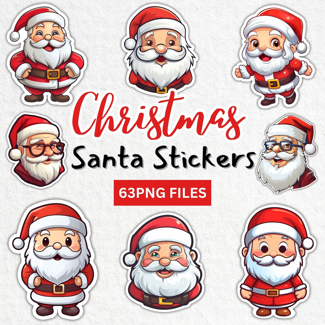 Christmas Santa Stickers Christmas Stickers Print and Cut - Etsy