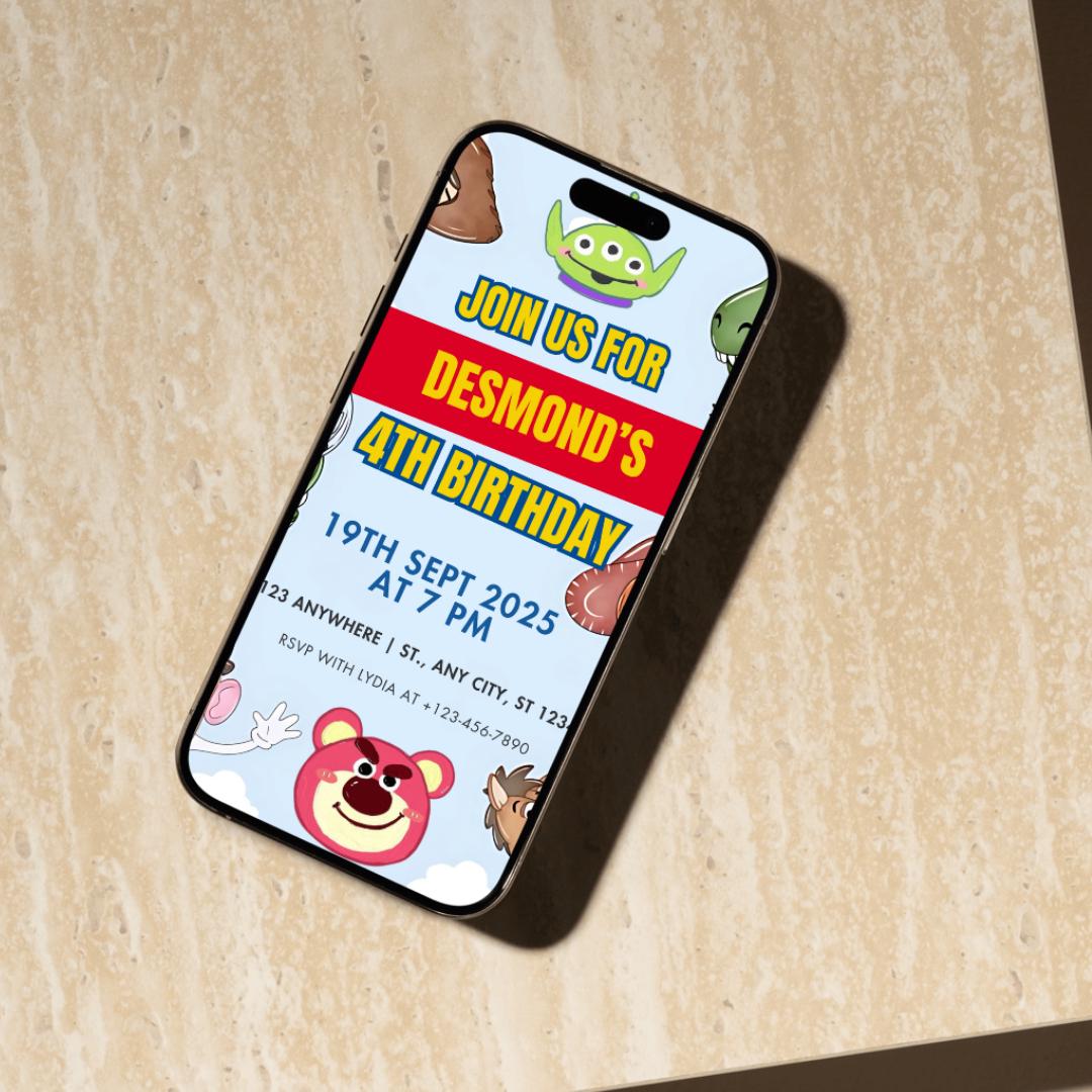 Editable Toy Story Birthday Invitation Kids Digital Birthday Party ...