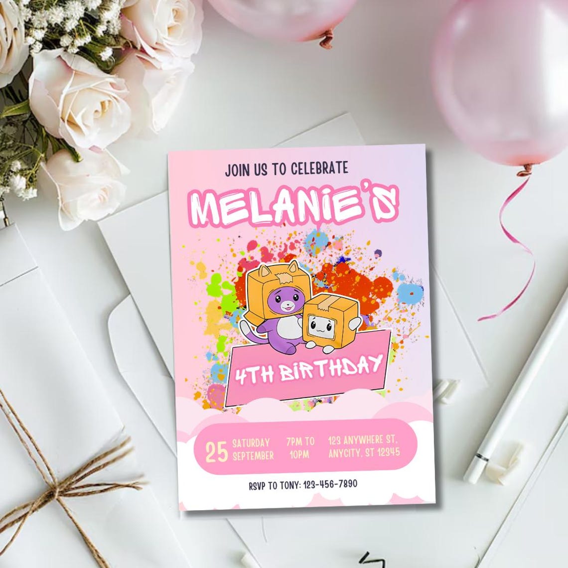 Editable Lankybox Birthday Invitation Lankybox Birthday Invite Digital ...