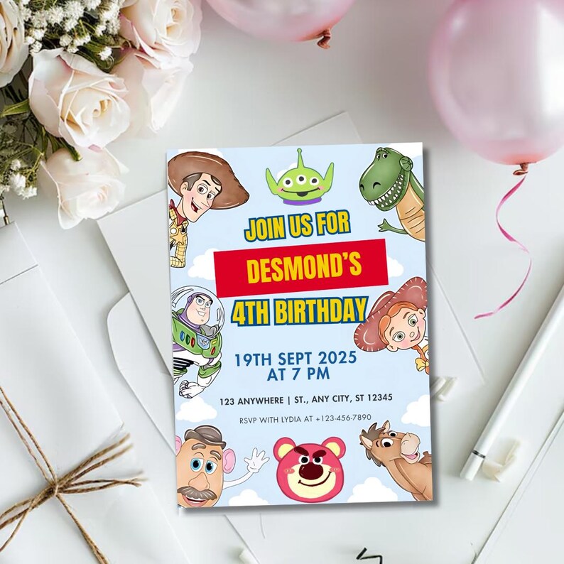Editable Toy Story Birthday Invitation Kids Digital Birthday Party ...