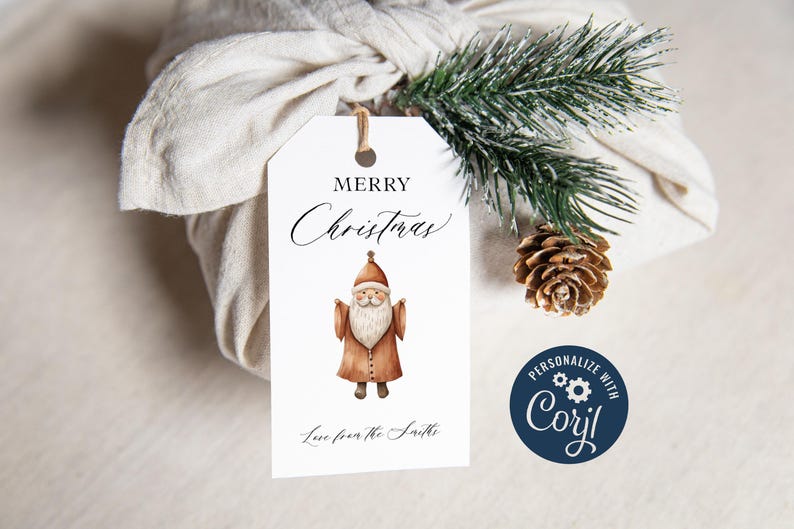 Etiquetas de regalo navideñas vintage de Papá Noel, etiquetas navideñas ...