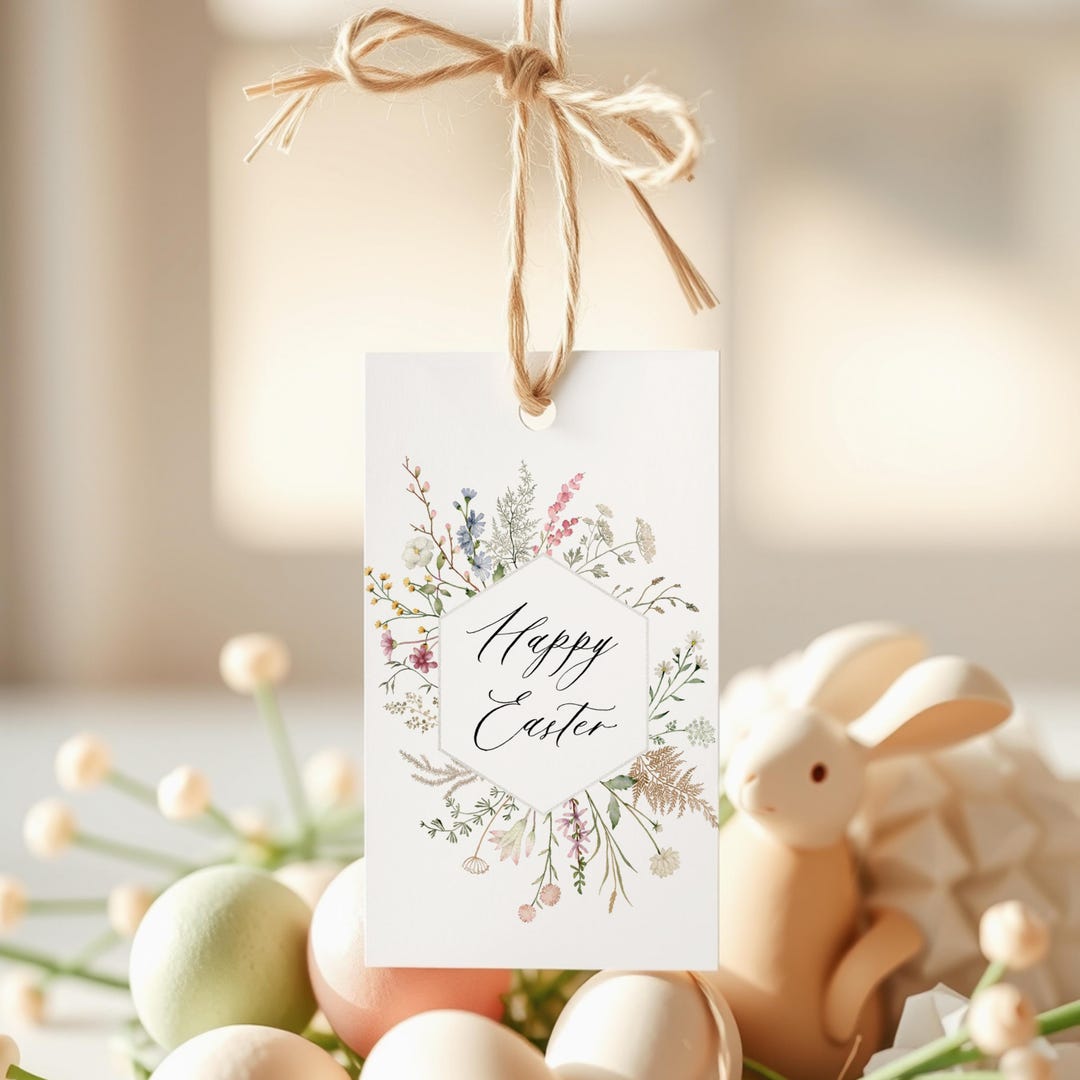 Happy Easter Gift Tag Soft Wildflowers Easter Spring Flowers Print ...