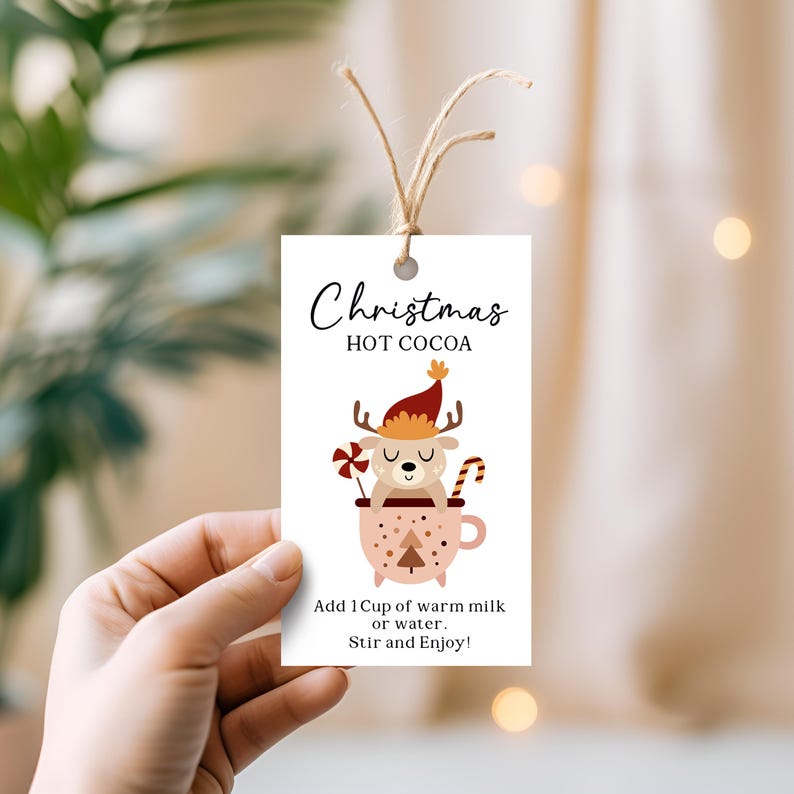 Christmas Hot Cocoa Gift Tag, Printable Holiday Label (digital Download ...