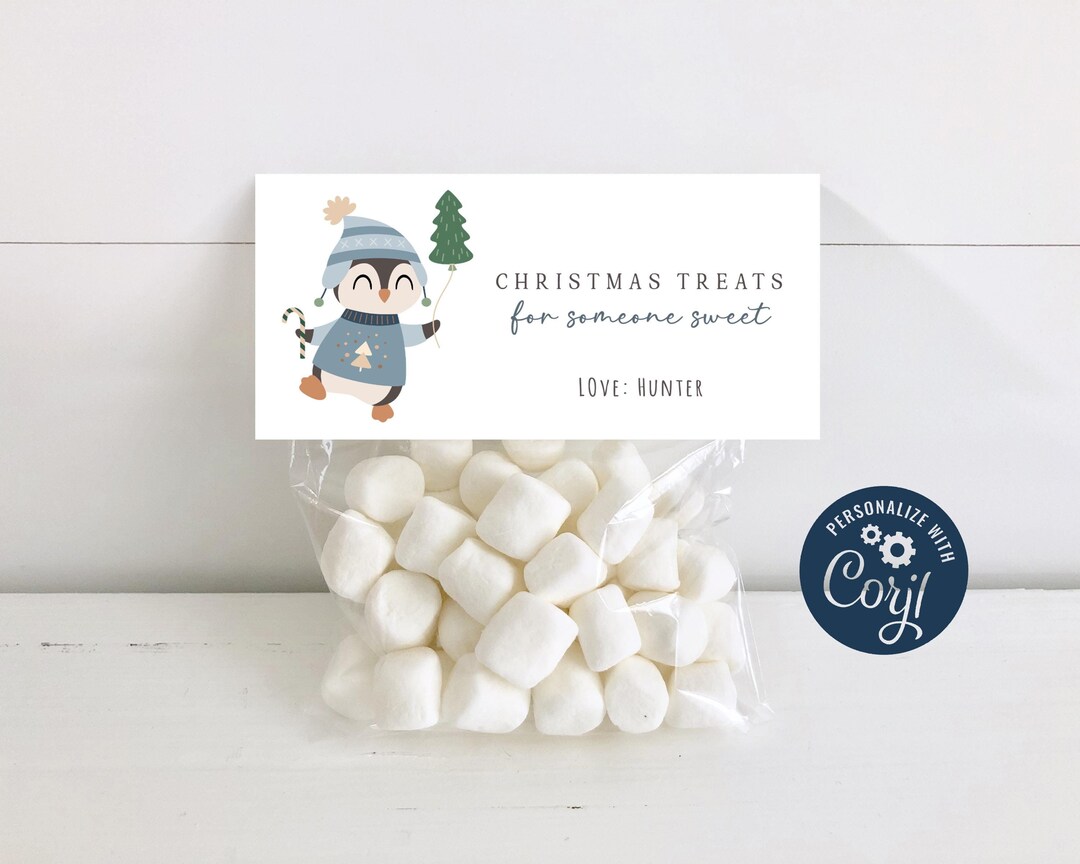 Treat Bag Gift Tag Kids Goodie Bag Topper Printable Christmas School ...