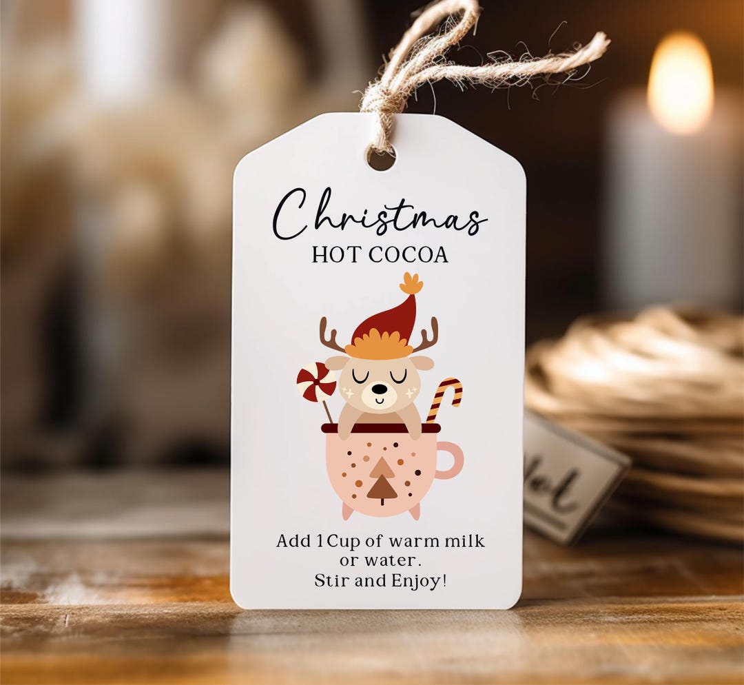 Christmas Hot Cocoa Printable Christmas Tag Hot Chocolate Gift Tag ...